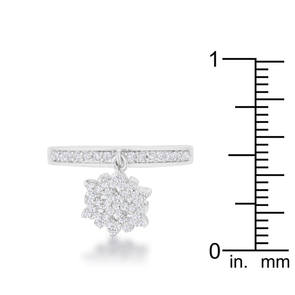 Snowflake 0.35ct CZ Rhodium Simple Holiday Charm Band Ring - J GOODIN